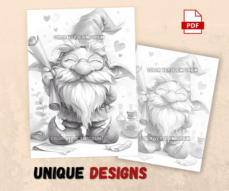 49 Enchanting Gnomes Coloring Book Gardens Printable Gnome Adventure ...