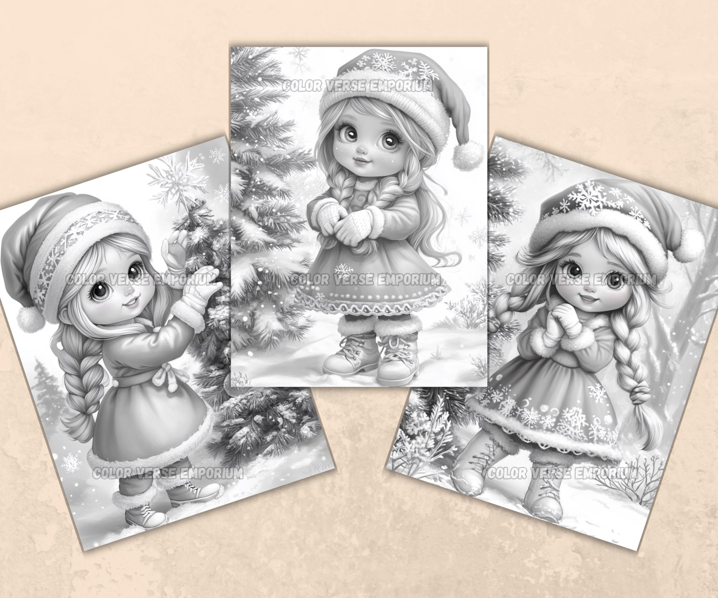 Enchanting Winter Magic: Printable Grayscale Coloring Pages for All ...
