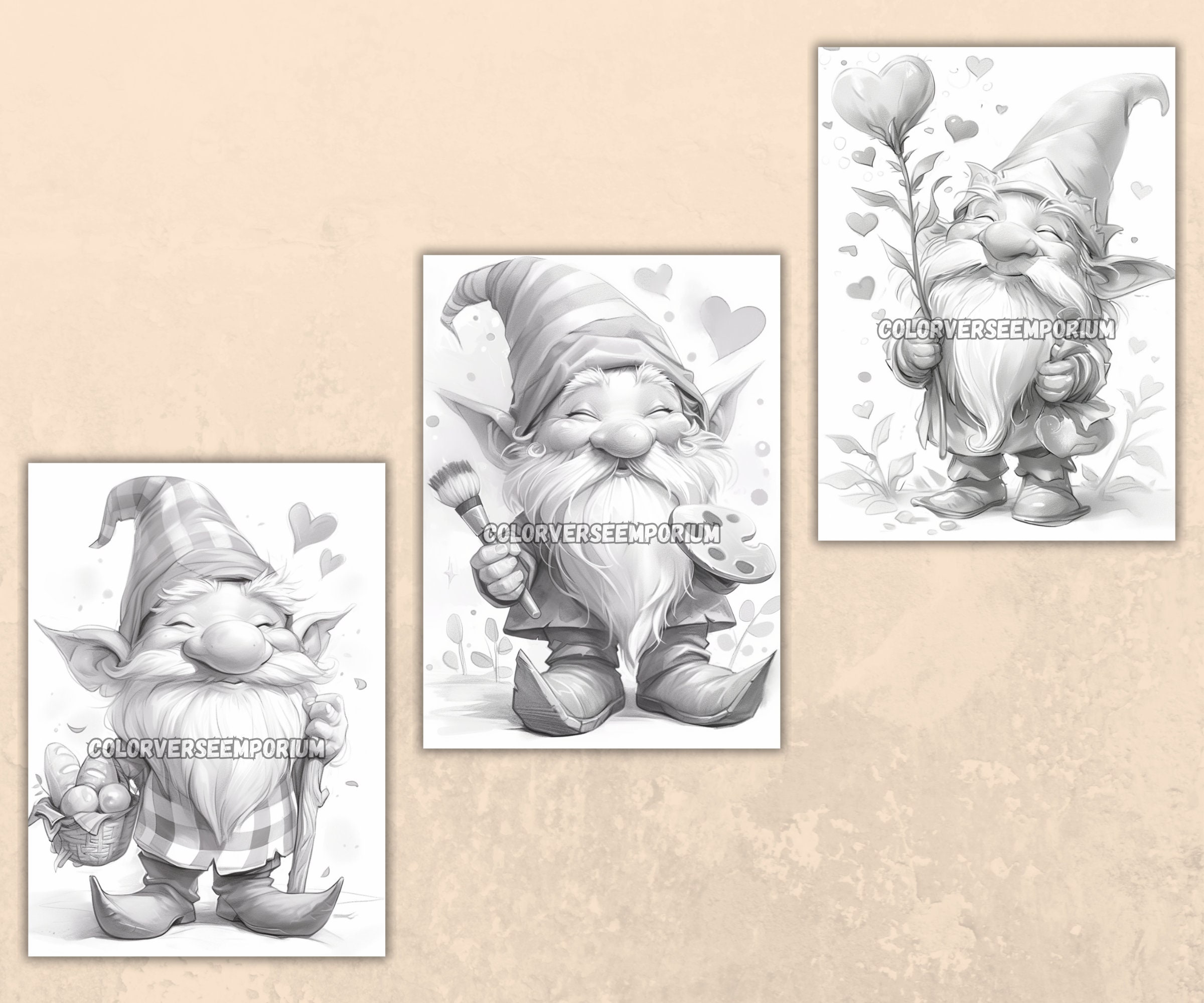 49 Enchanting Gnomes Coloring Book Gardens Printable Gnome Adventure ...