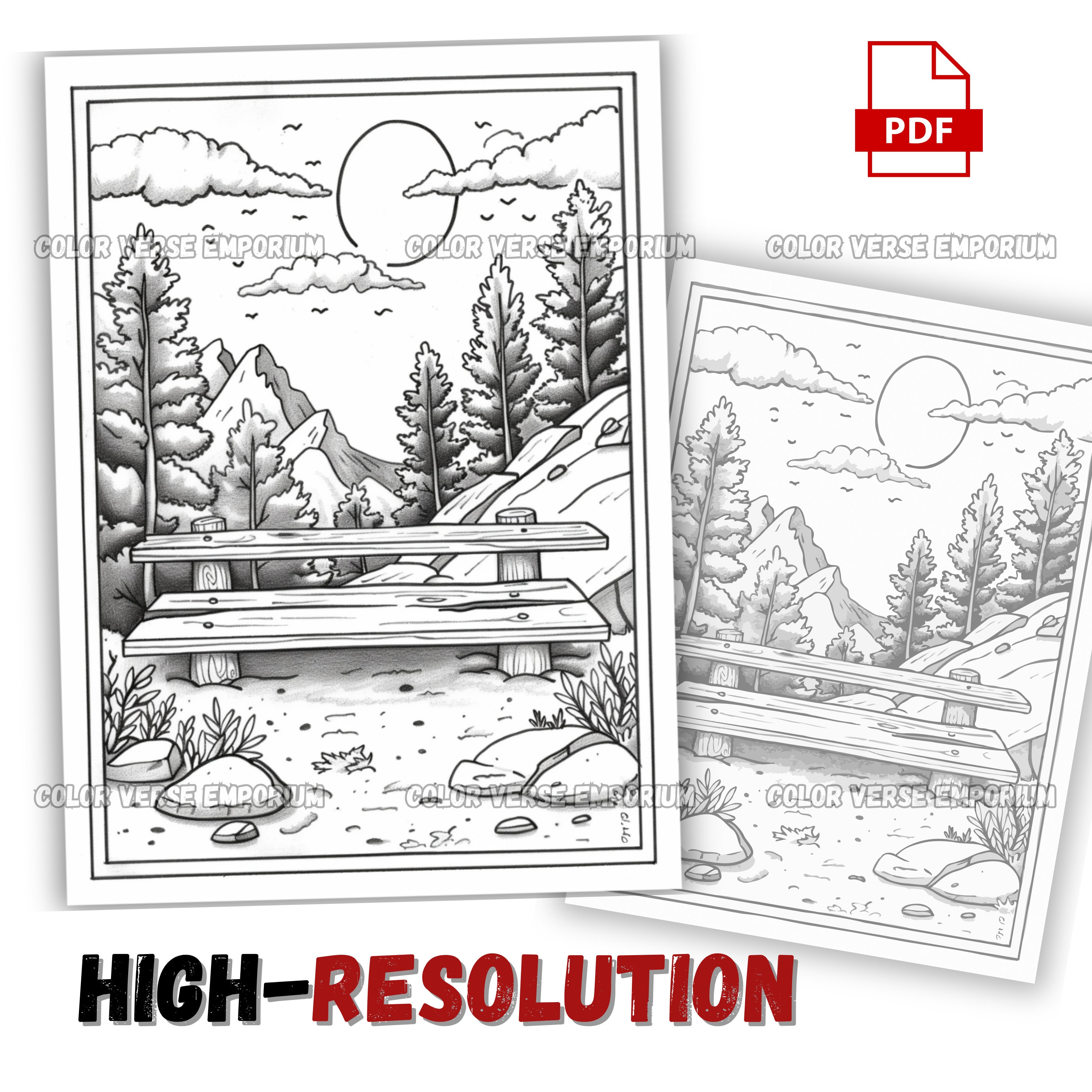 60 Beautiful Scenery Coloring Pages Adult Coloring Book Nature Coloring ...