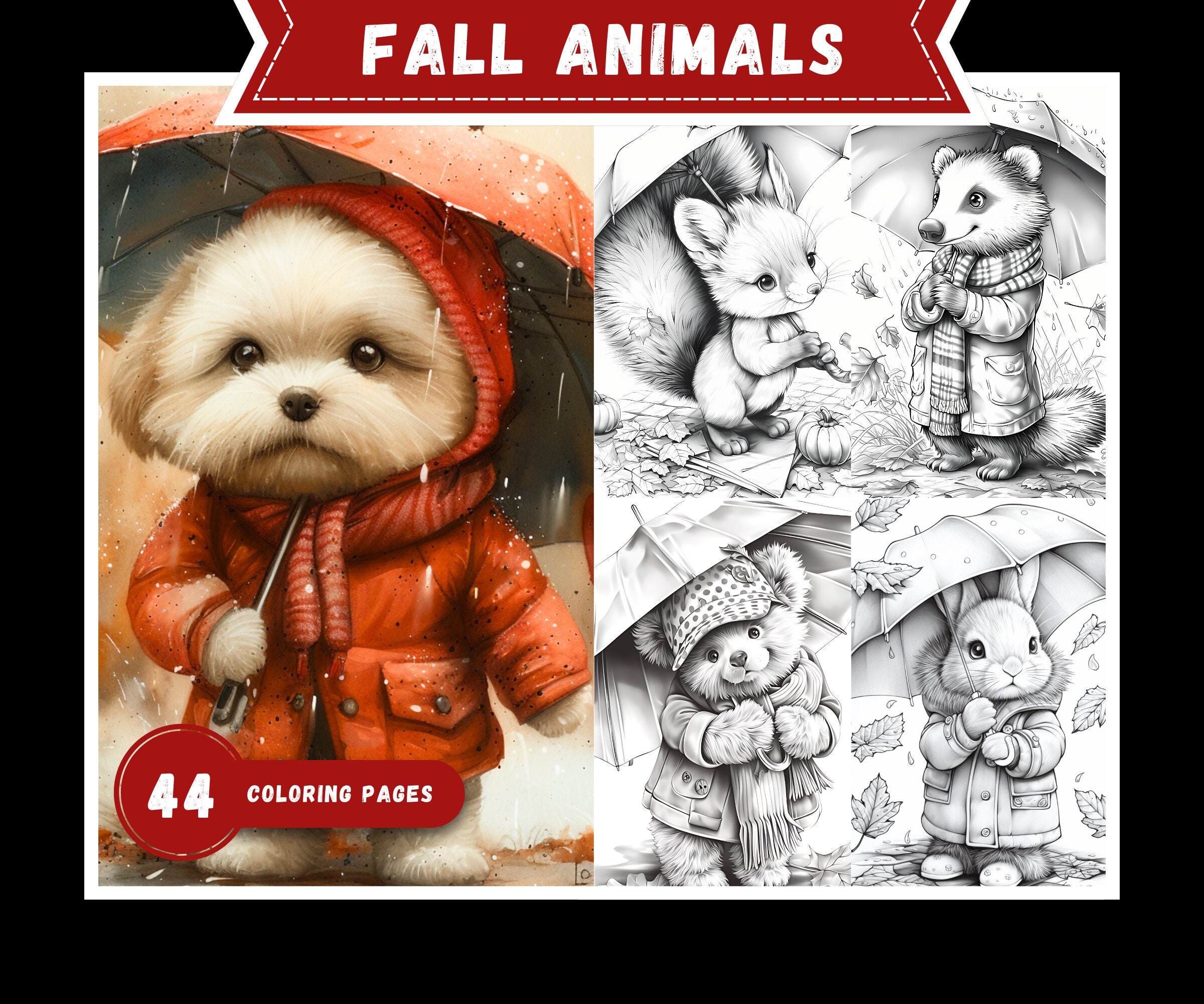 Fall Animals Coloring Book Printable Fall Pumpkin Cutties Coloring ...