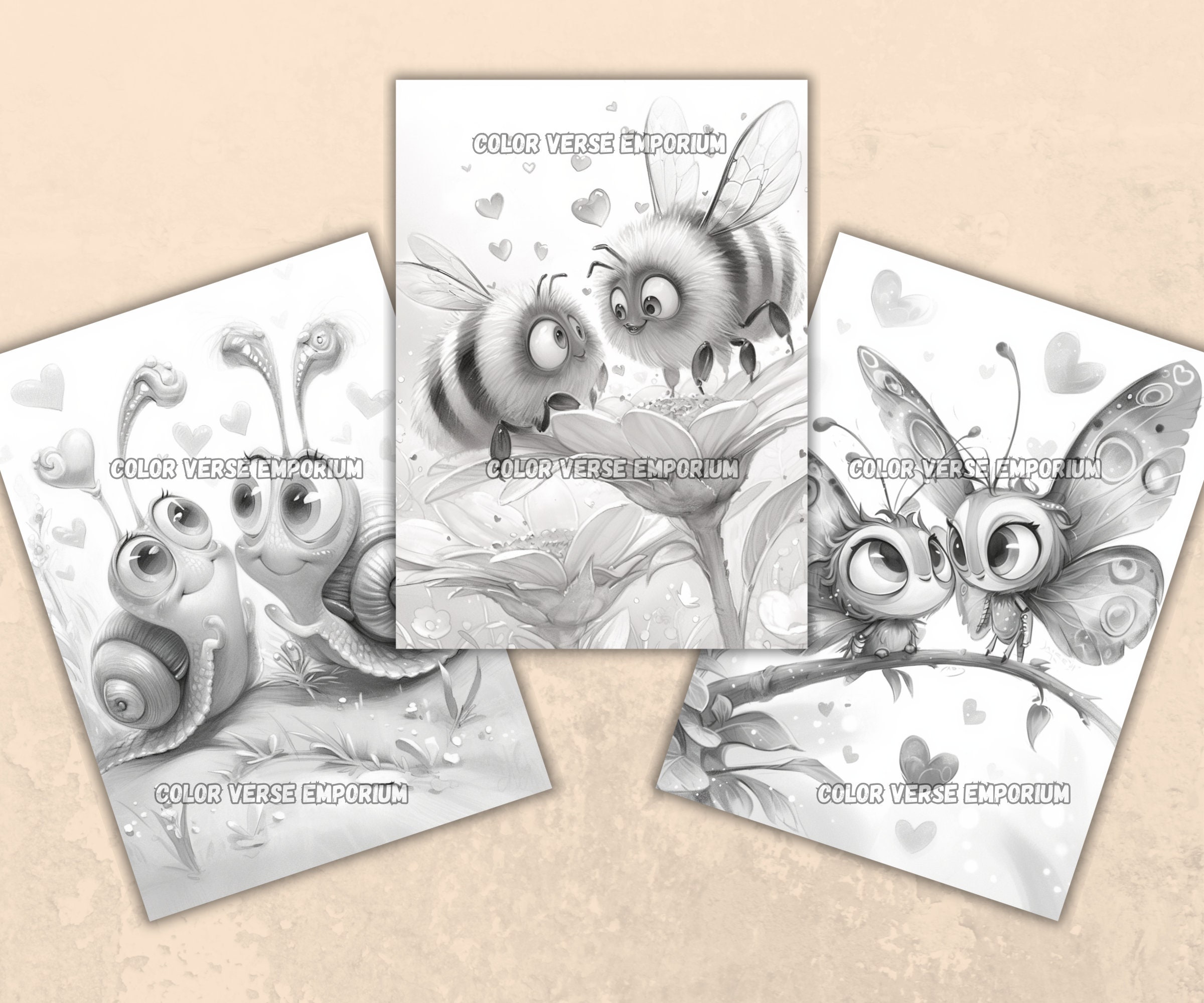 33 Sweet Bugs in Love Coloring Book Printable Nature Love Insect ...