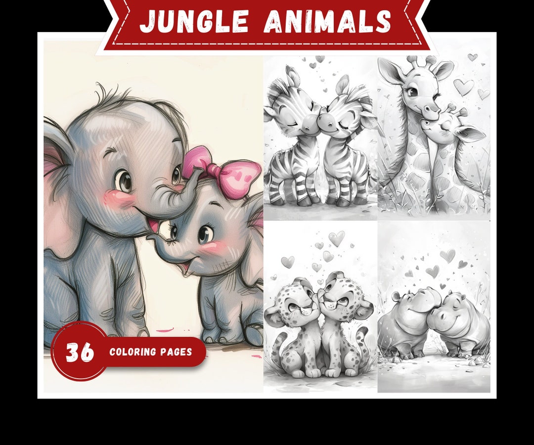 Jungle Love Coloring Book Cute Animal Couples Coloring Pages Sweet ...