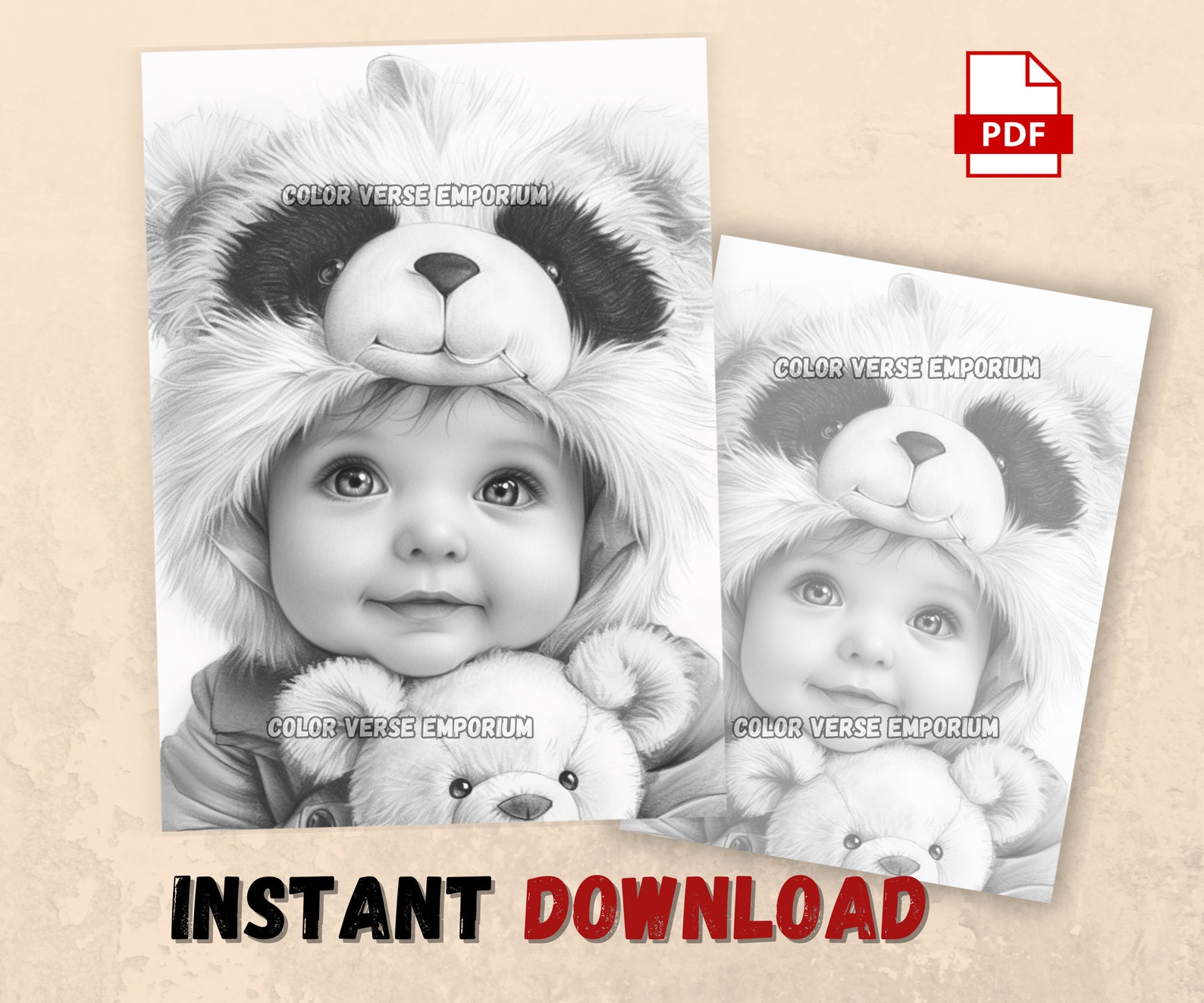 Cute Babies Coloring Book Printable Sweet Baby Coloring Pages Grayscale ...