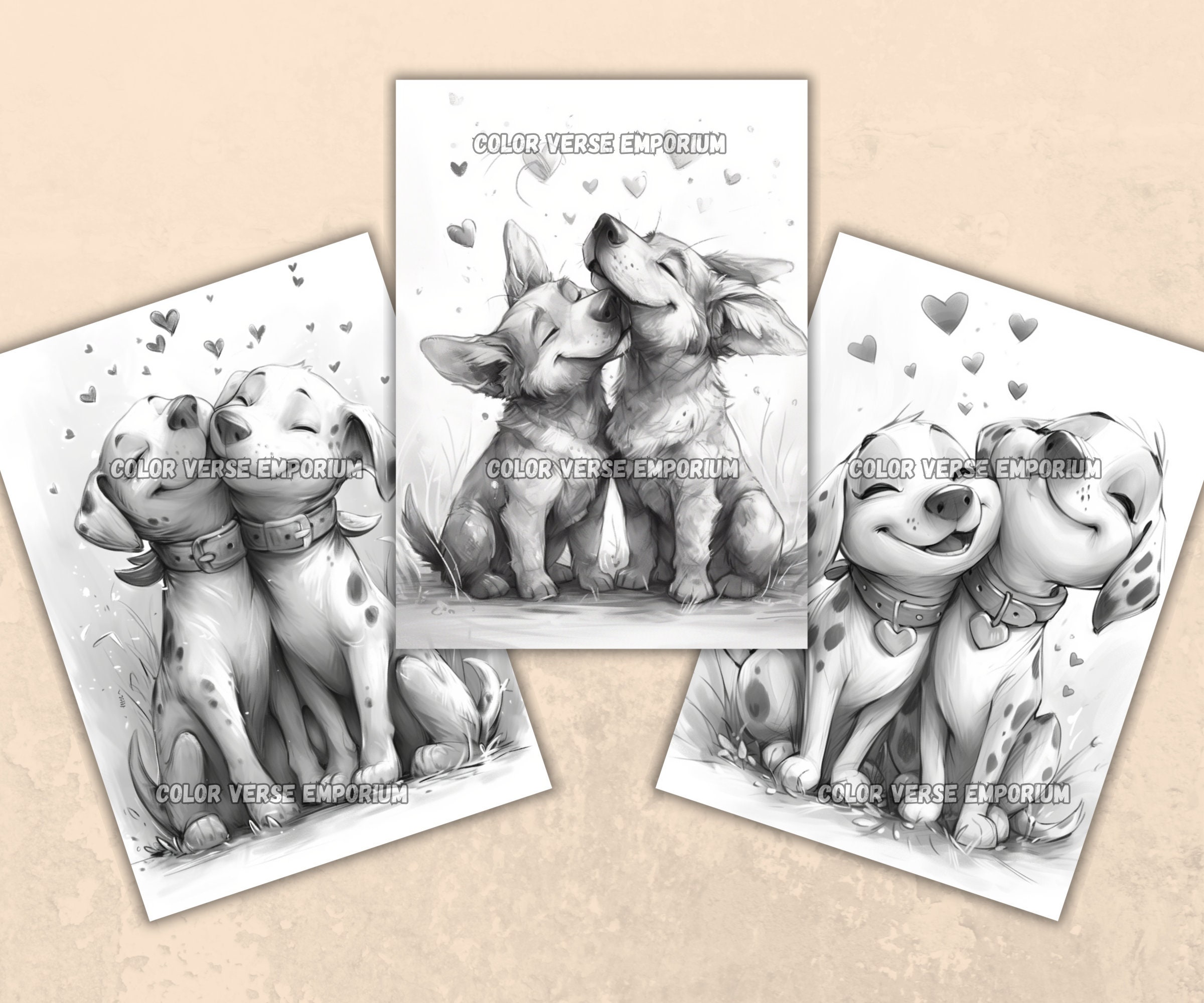 95 Puppy Cuddles Coloring Book Printable Charming Dogs in Love Coloring ...