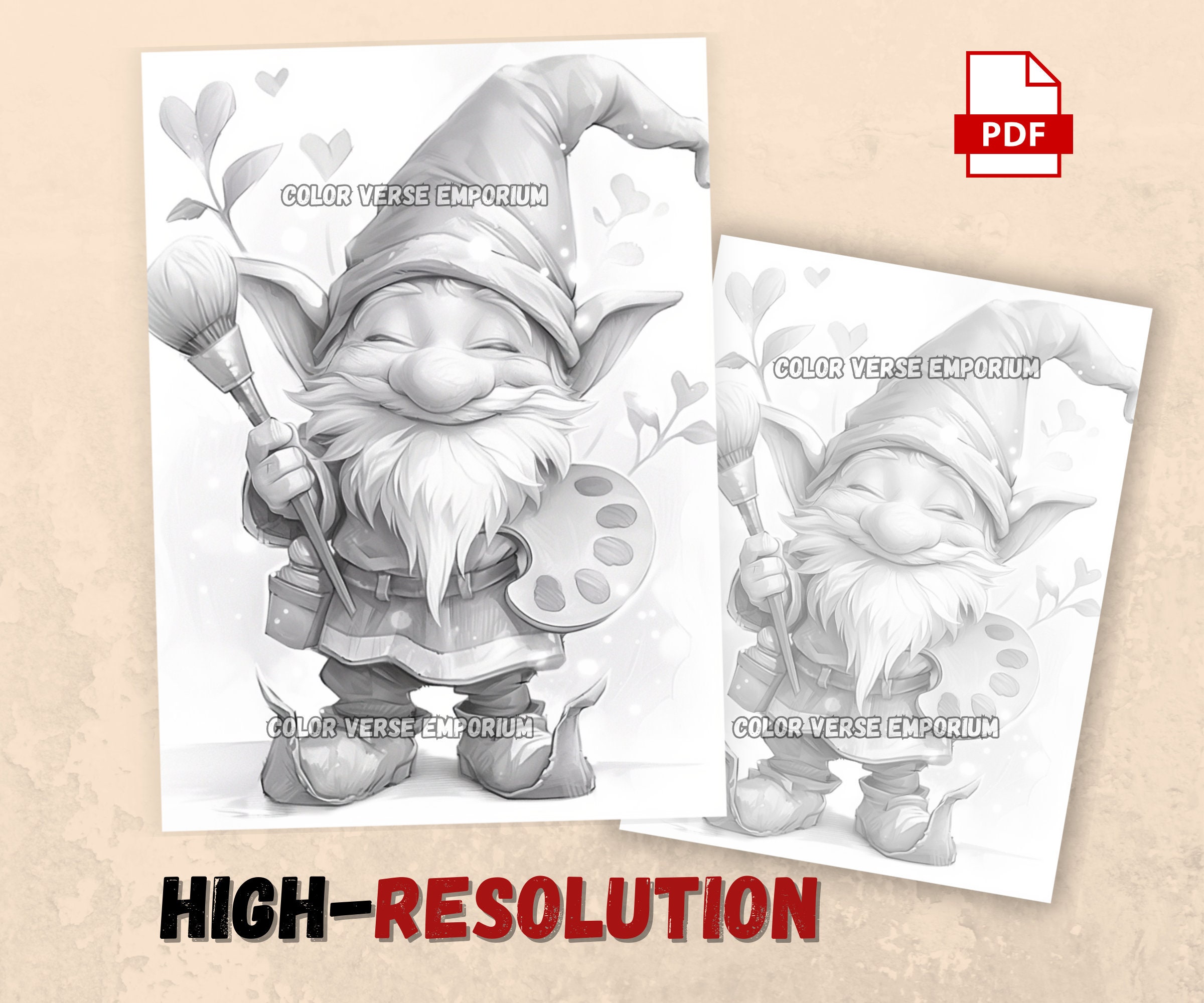 49 Enchanting Gnomes Coloring Book Gardens Printable Gnome Adventure ...