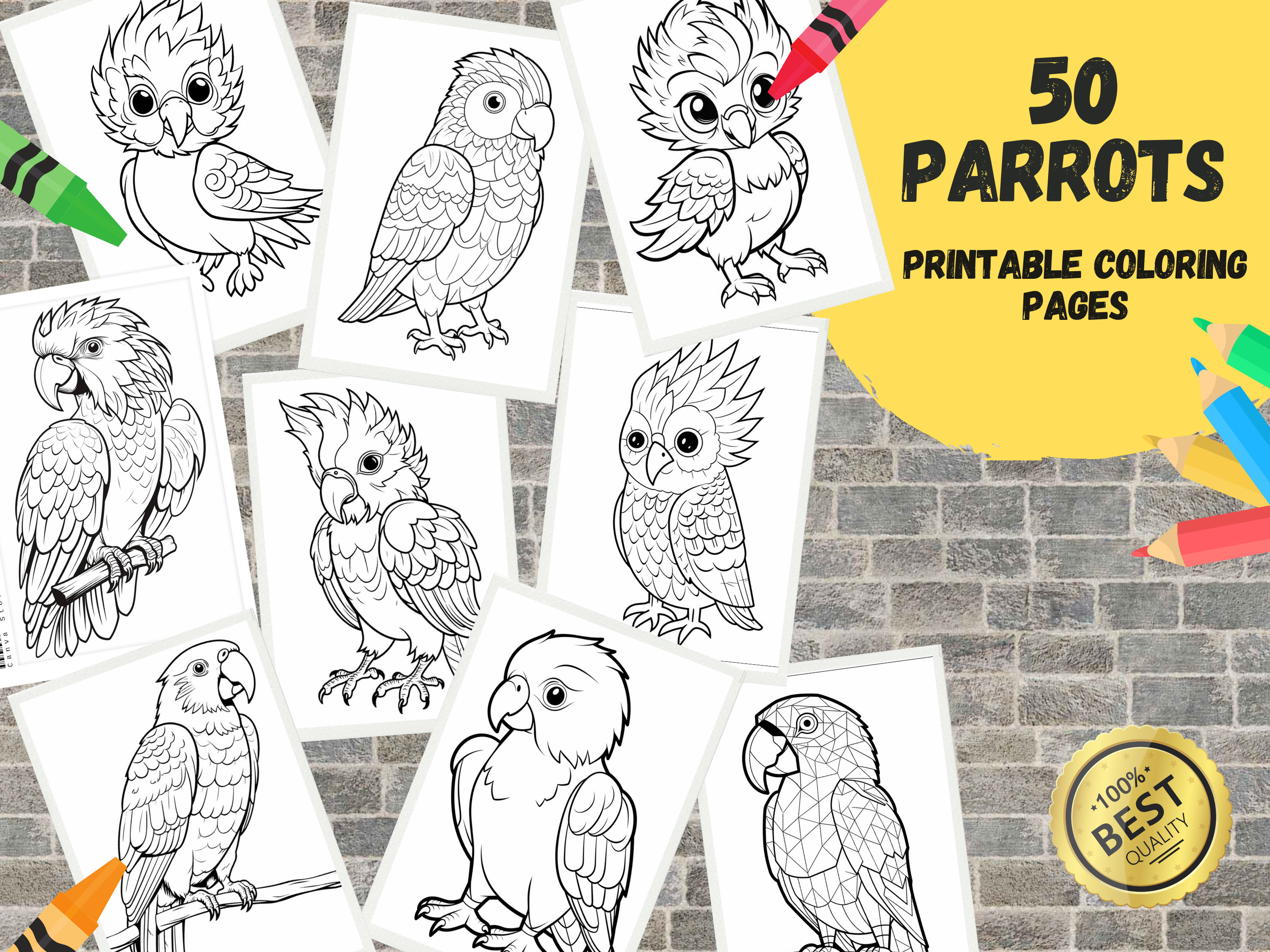Easy Parrots Coloring Pages for Kids Toddlers Preschoolers Toddlers ...