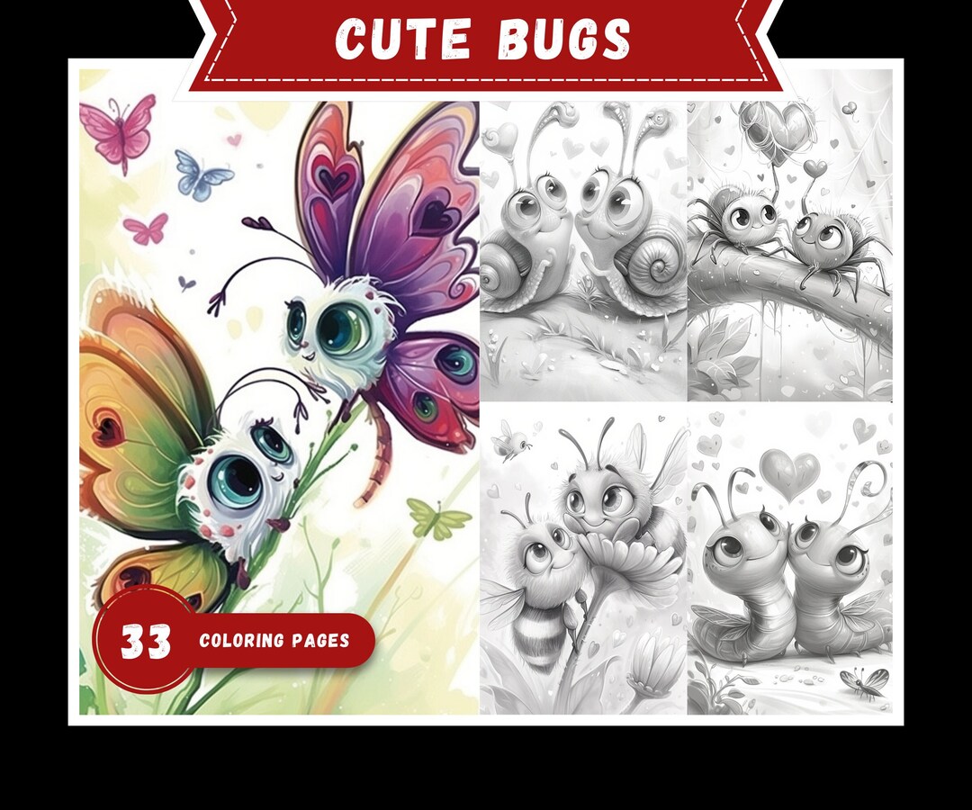 33 Sweet Bugs in Love Coloring Book Printable Nature Love Insect ...