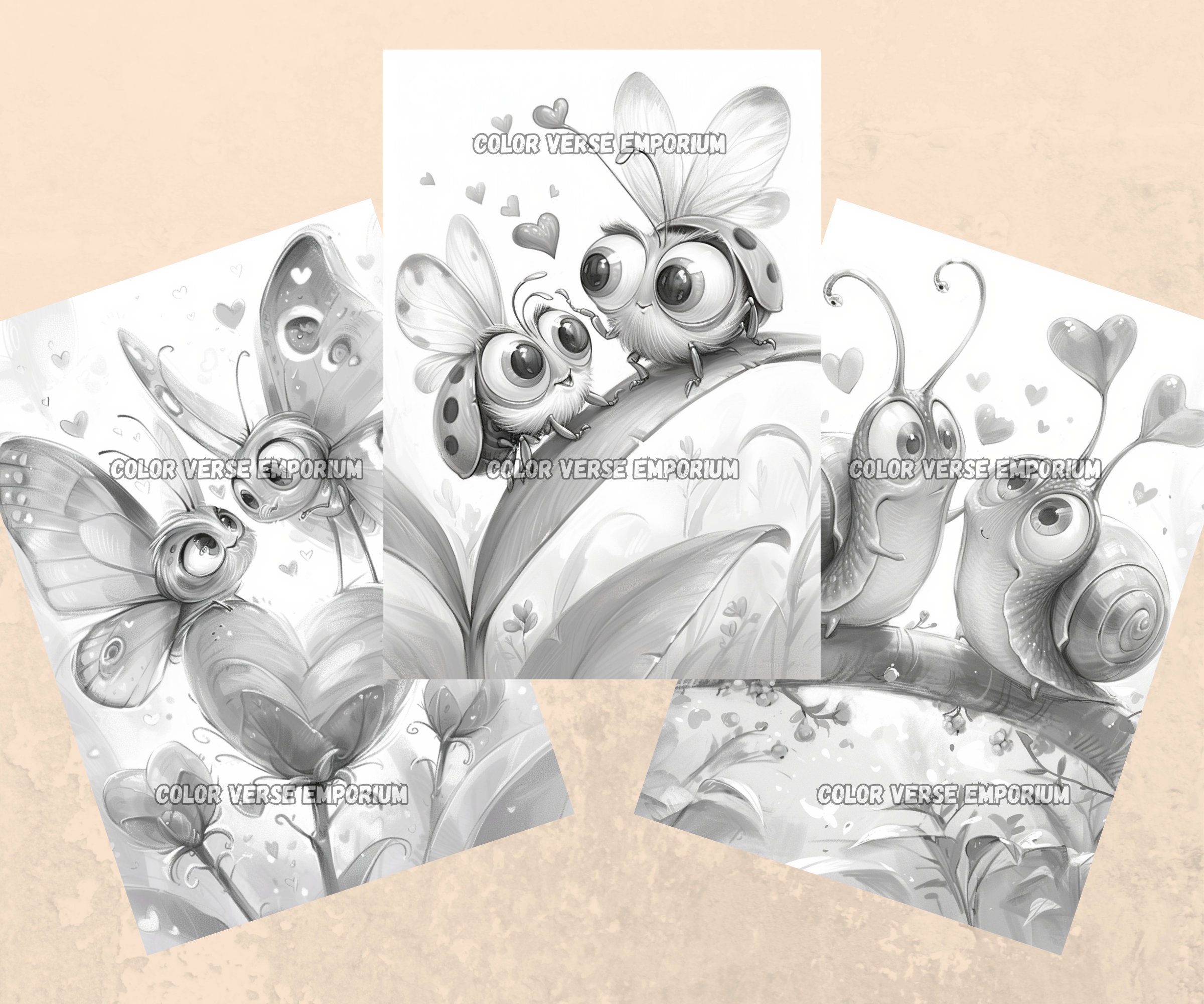 33 Sweet Bugs in Love Coloring Book Printable Nature Love Insect ...