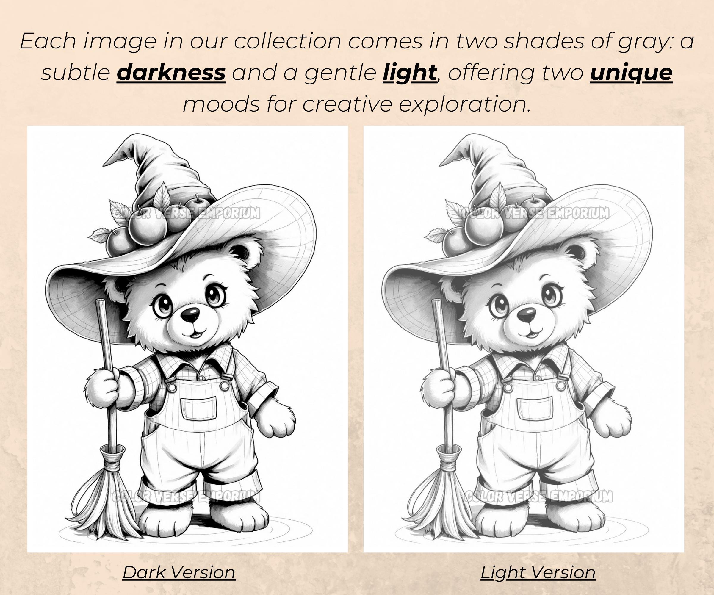 Cute Teddy Bear Printable Coloring Pages, Whimsical Witch Adult ...