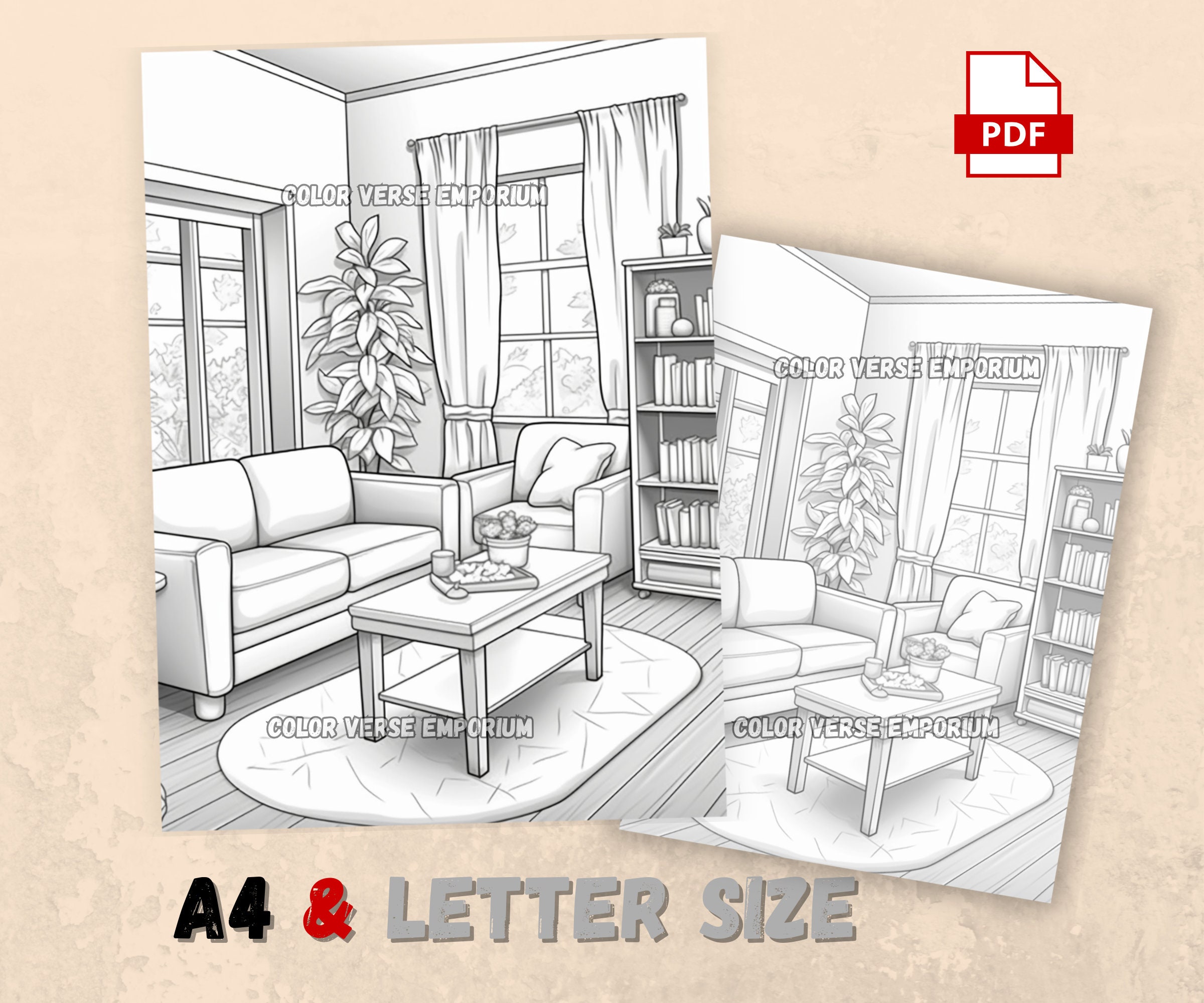 130 Cozy Interior Coloring Book Printable Warm Home Coloring Pages ...