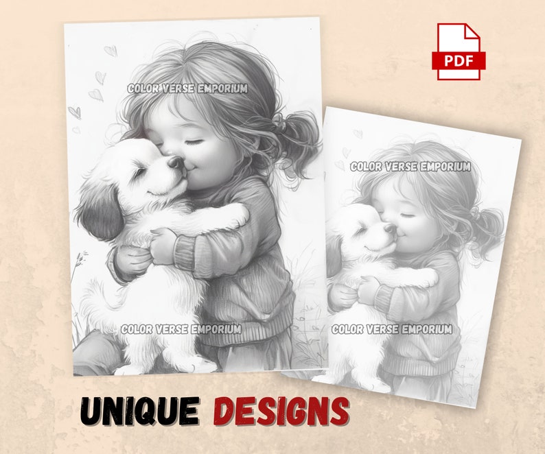 Puppy Love Coloring Book Printable Heartwarming Canine Coloring Pages ...