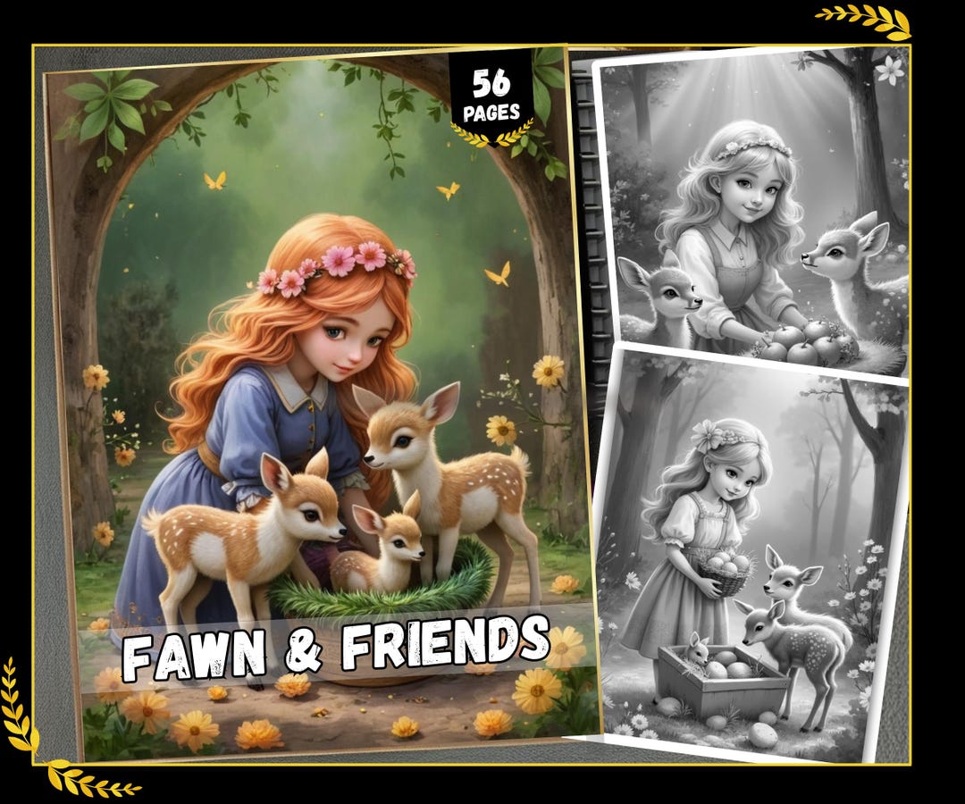 56 Cute Girl Coloring Book, Fantasy Forest Coloring Pages, Printable ...