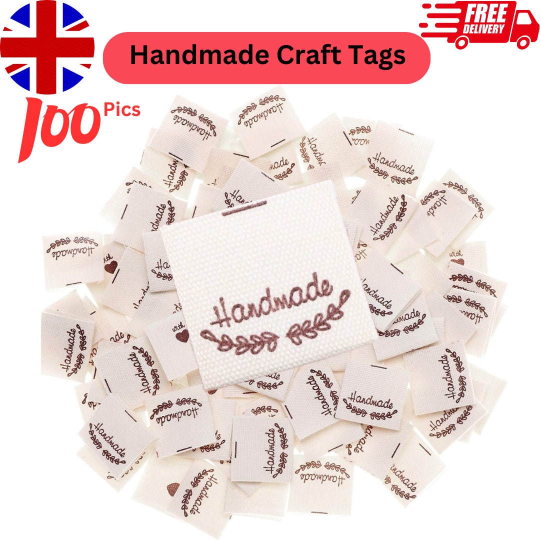 Handmade With Love Labels, Handmade Craft Tags for DIY Textile Knitting ...