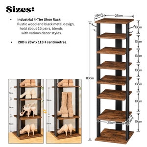 8-tier Vertical Wooden Shoe Rack, Entryway Tall Shoe Organizer for Home ...