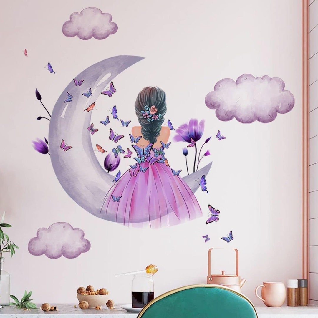 Butterfly Design Wall Art Stickers, Floral Wall Removable Decals ...