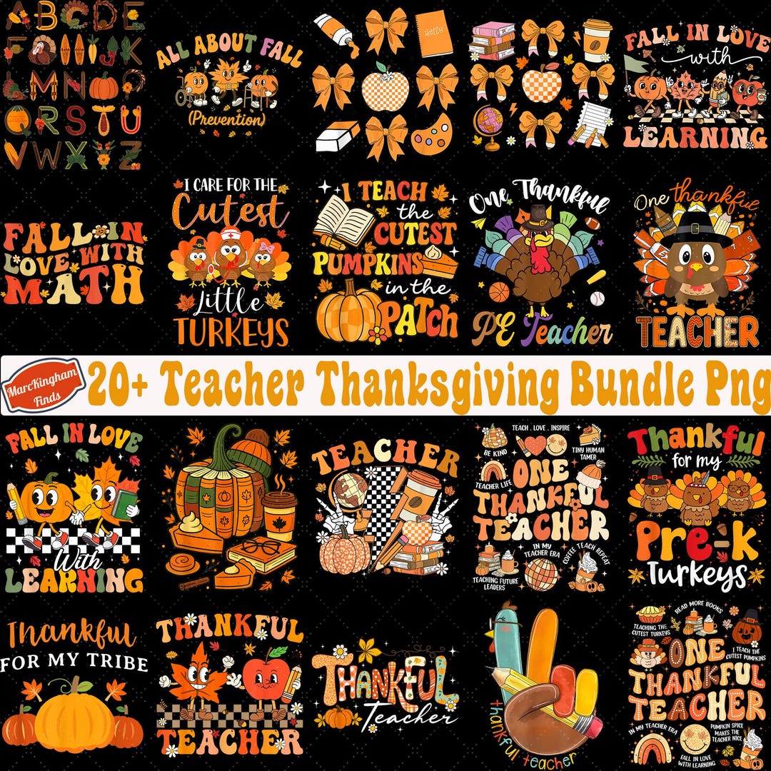 20+ Teacher Thanksgiving Bundle Png, Teacher Fall Bundle, Teacher Life ...
