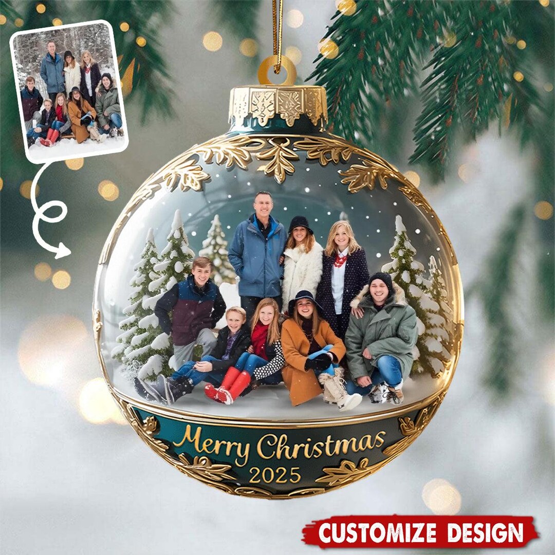 Personalized Photo Family Snow Globe Ornament 2025, Custom Family ...