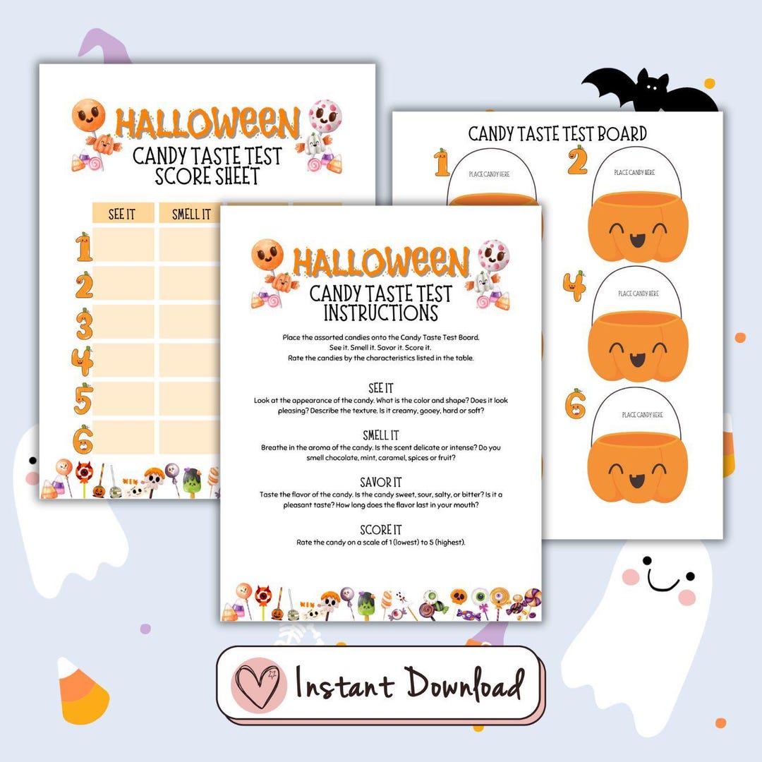Halloween Candy Taste Test Game, Halloween Printable Game for Kids ...