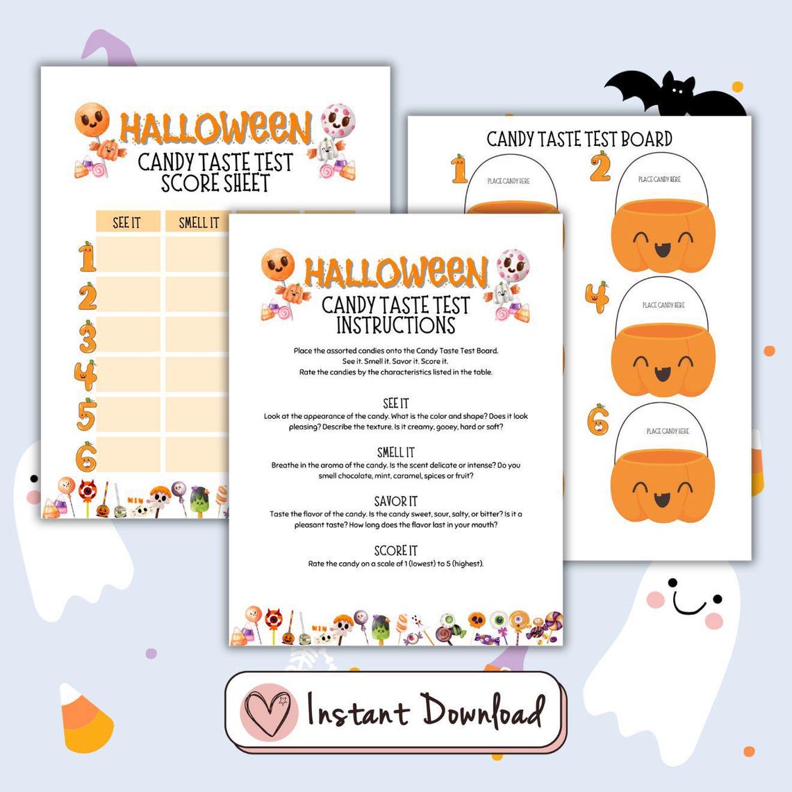 Halloween Candy Taste Test Game, Halloween Printable Game for Kids ...