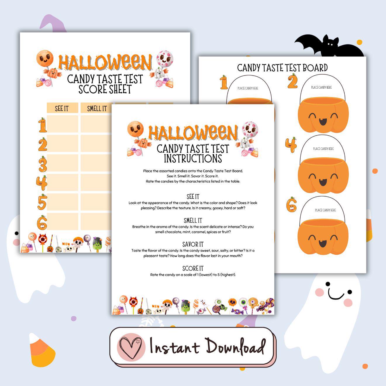 Halloween Candy Taste Test Game, Halloween Printable Game for Kids ...