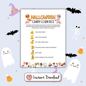 Halloween Candy Corn Dice Game for Kids, Halloween Printable Game for ...