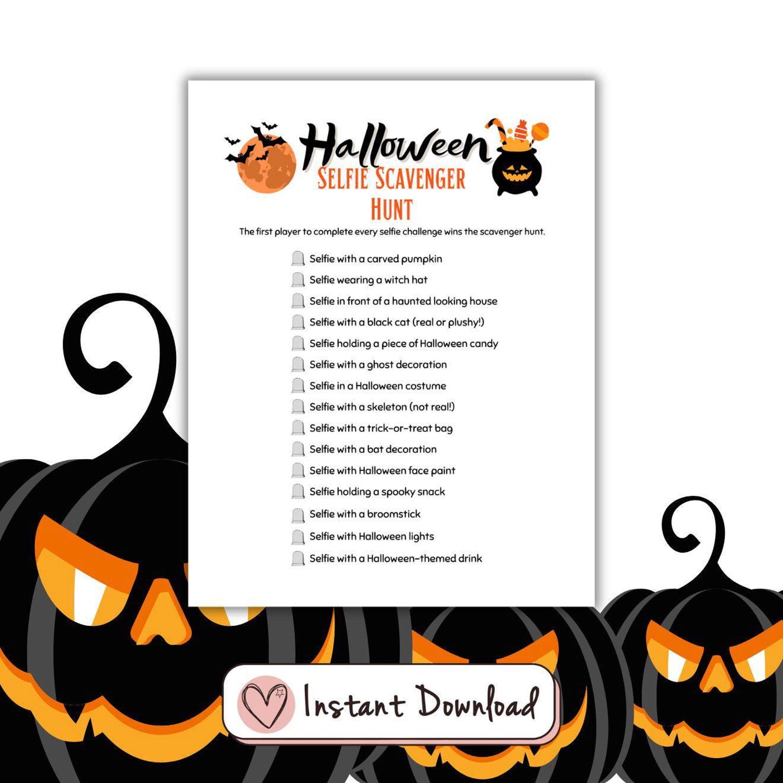 Halloween Selfie Scavenger Hunt Teens, Halloween Party Game for Teens ...