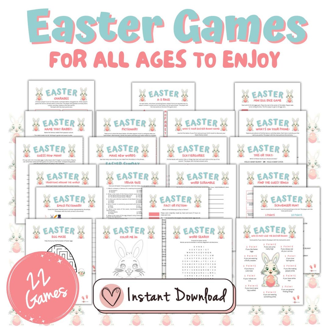 22 X Easter Games & Activities Bundle for Kids, Teens, Adults, Seniors ...