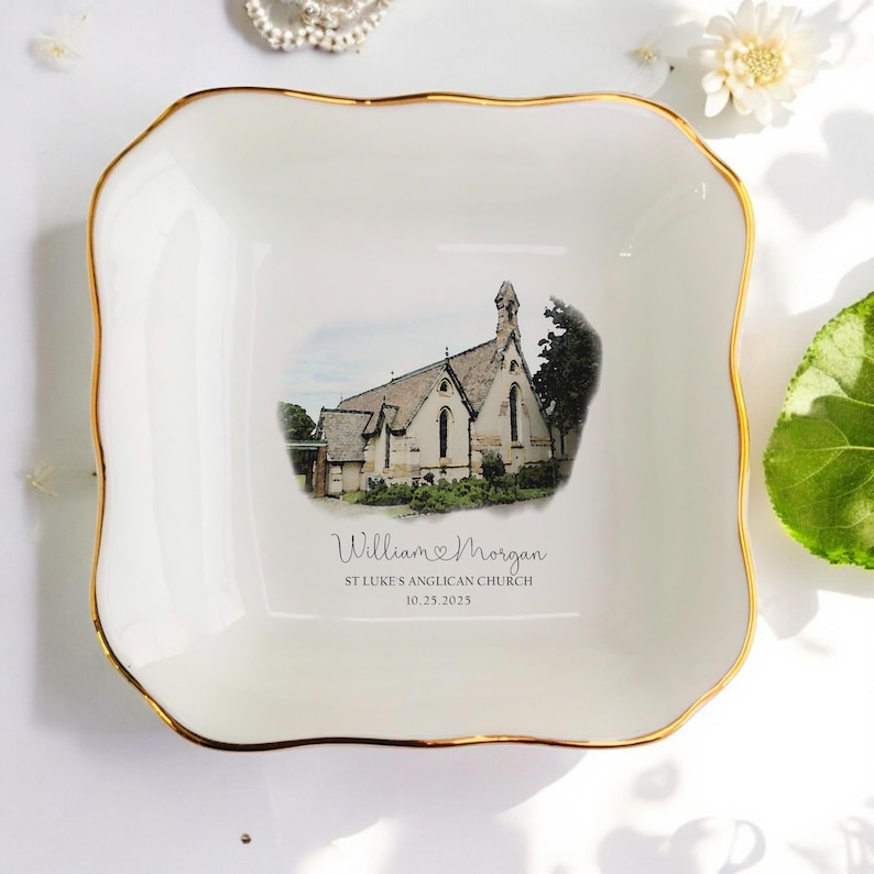 Personalized Wedding Venue Watercolor Jewelry Dish-wedding Gift ...