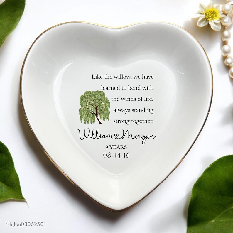 Personalized 9th Anniversary Willow Tree Gift Dish-wedding Gift ...