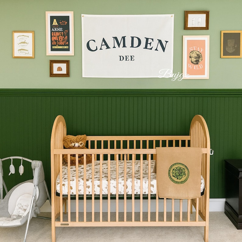 Custom Baby Name Canvas Flag: Navy Nursery Decor - Etsy