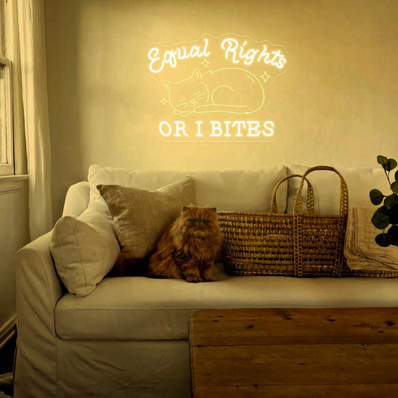 Equality Rights or I Bites Neon Sign, Equality Neon Sign, Feminist Gift ...