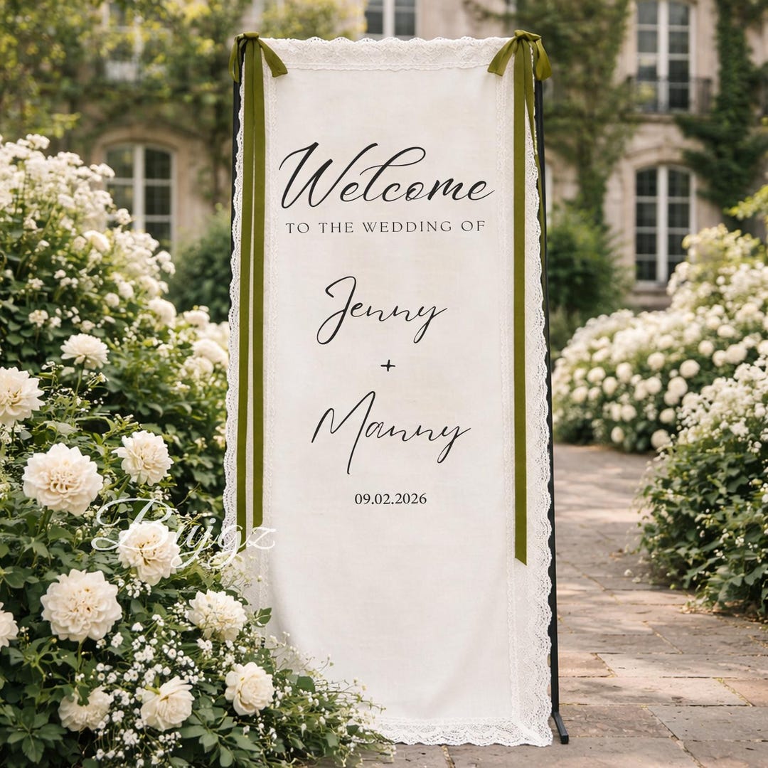 Personalized Linen Wedding Welcome Sign: Bridal Shower, Engagement ...