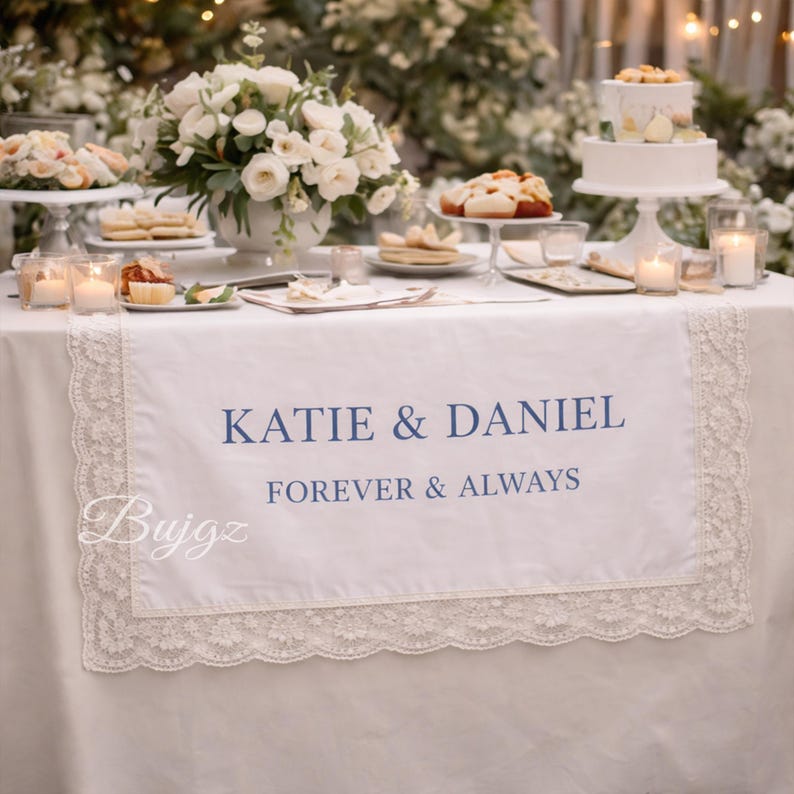 Custom Linen Wedding Welcome Table Banner, Rustic Fabric Sign for ...