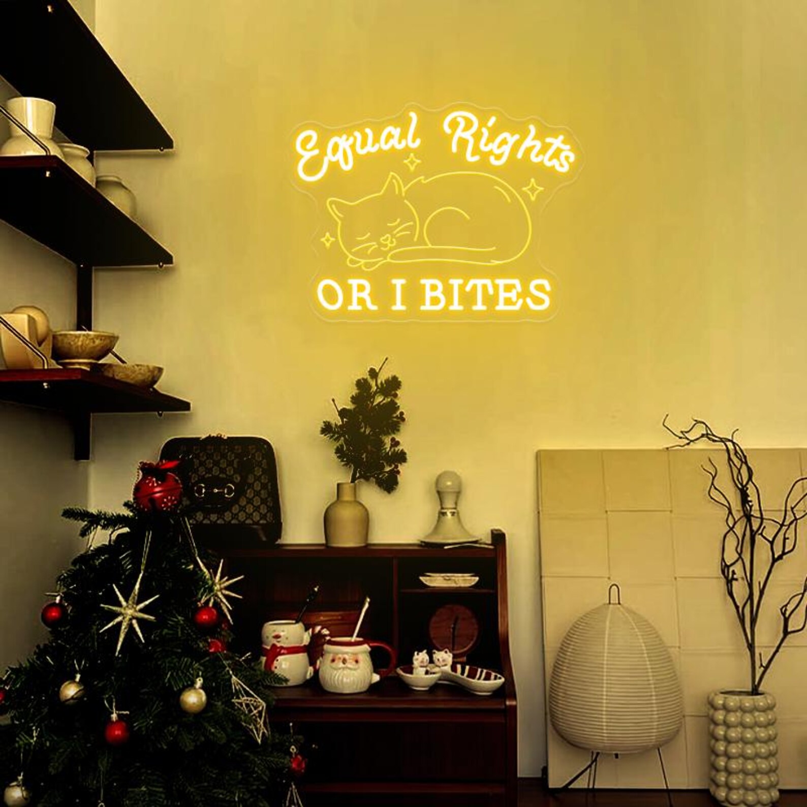 Equality Rights or I Bites Neon Sign, Equality Neon Sign, Feminist Gift ...