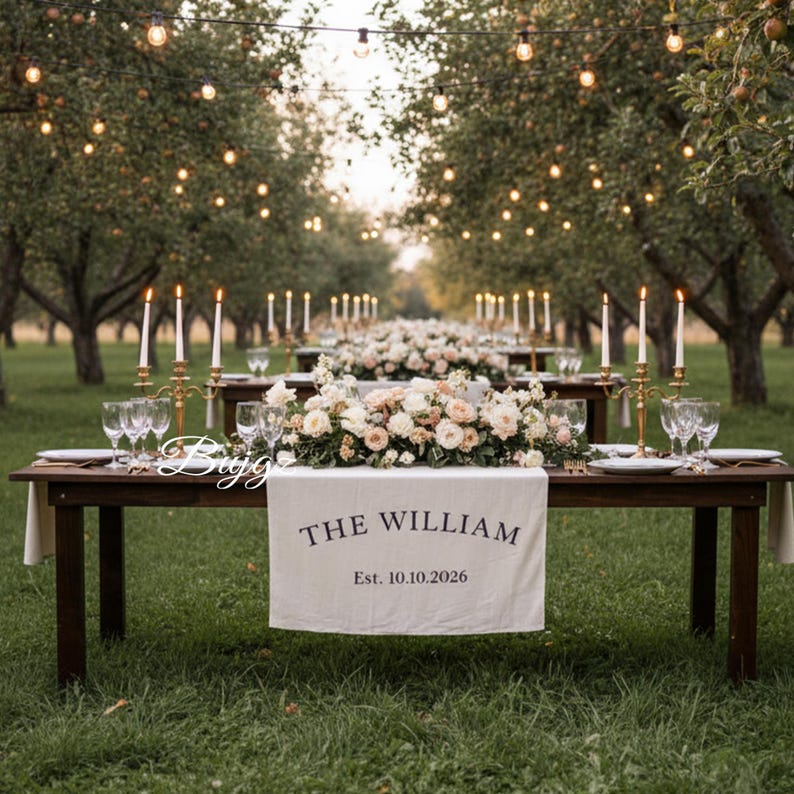Personalized Wedding Table Runner, Last Name & Date Keepsake - Etsy