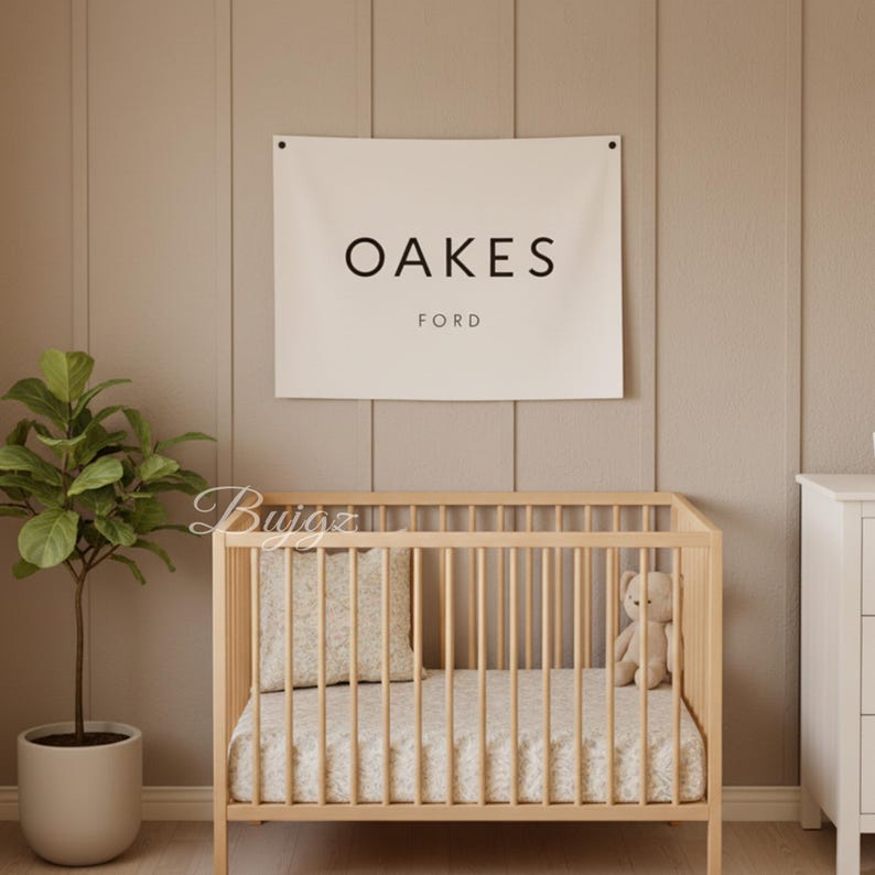 Custom Baby Name Canvas Flag: Navy Nursery Decor - Etsy
