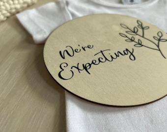 We're Expecting Sign Pregnancy Announcement Baby Announcement Wood ...