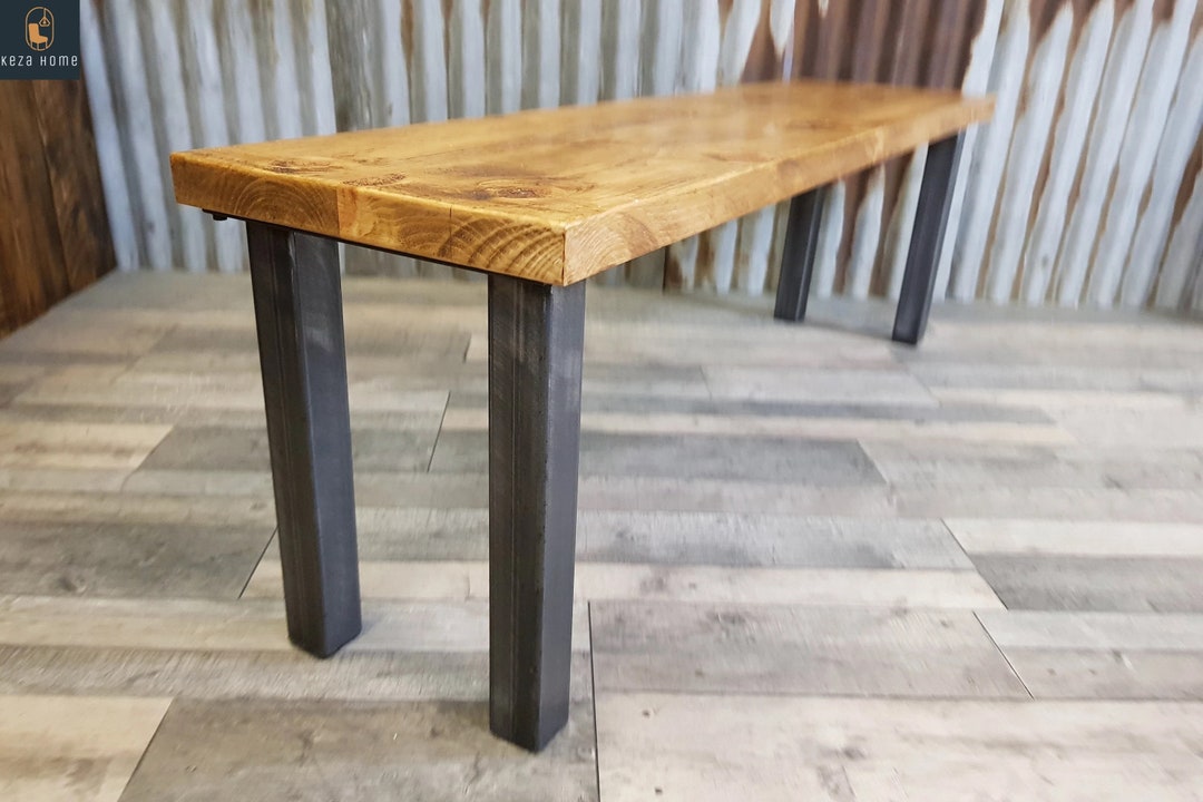 Modern Industrial Style Bench With Steel Chunky Legs - Etsy