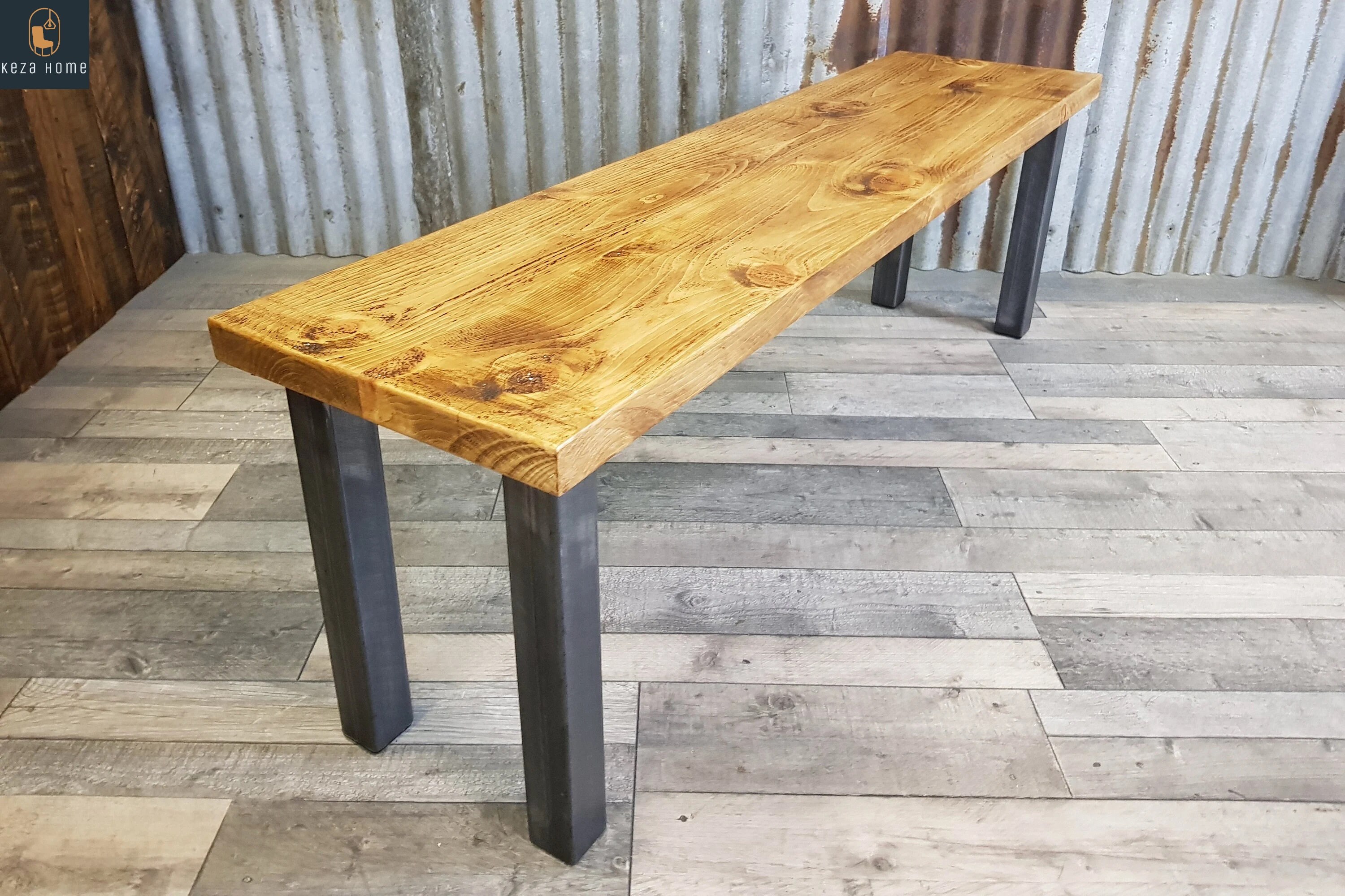 Modern Industrial Style Bench With Steel Chunky Legs - Etsy