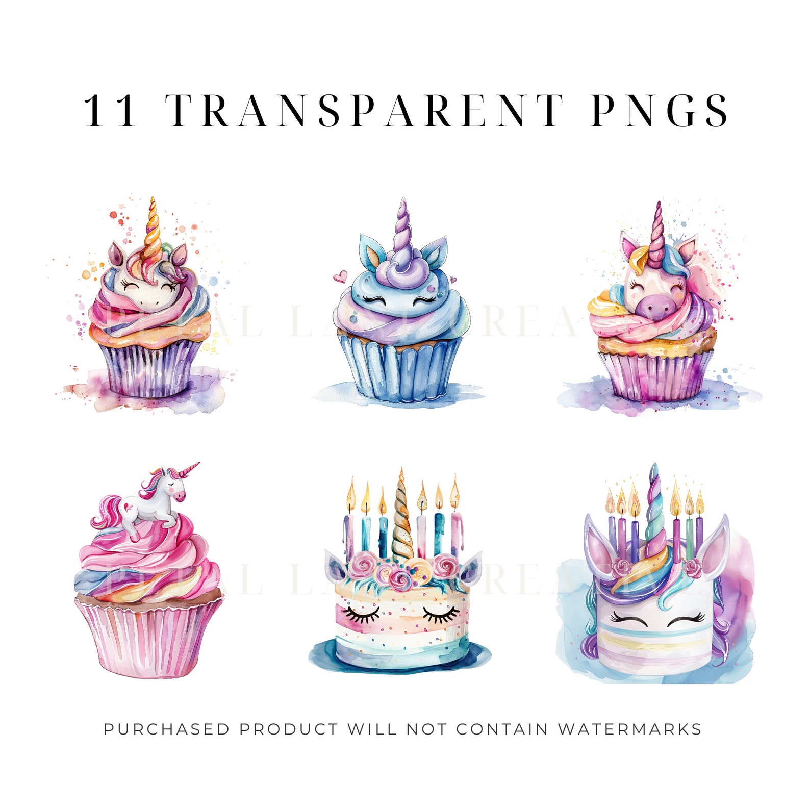 Unicorn Cakes Clipart Pack, Pastels, Rainbows, Icing, Birthday Invites ...