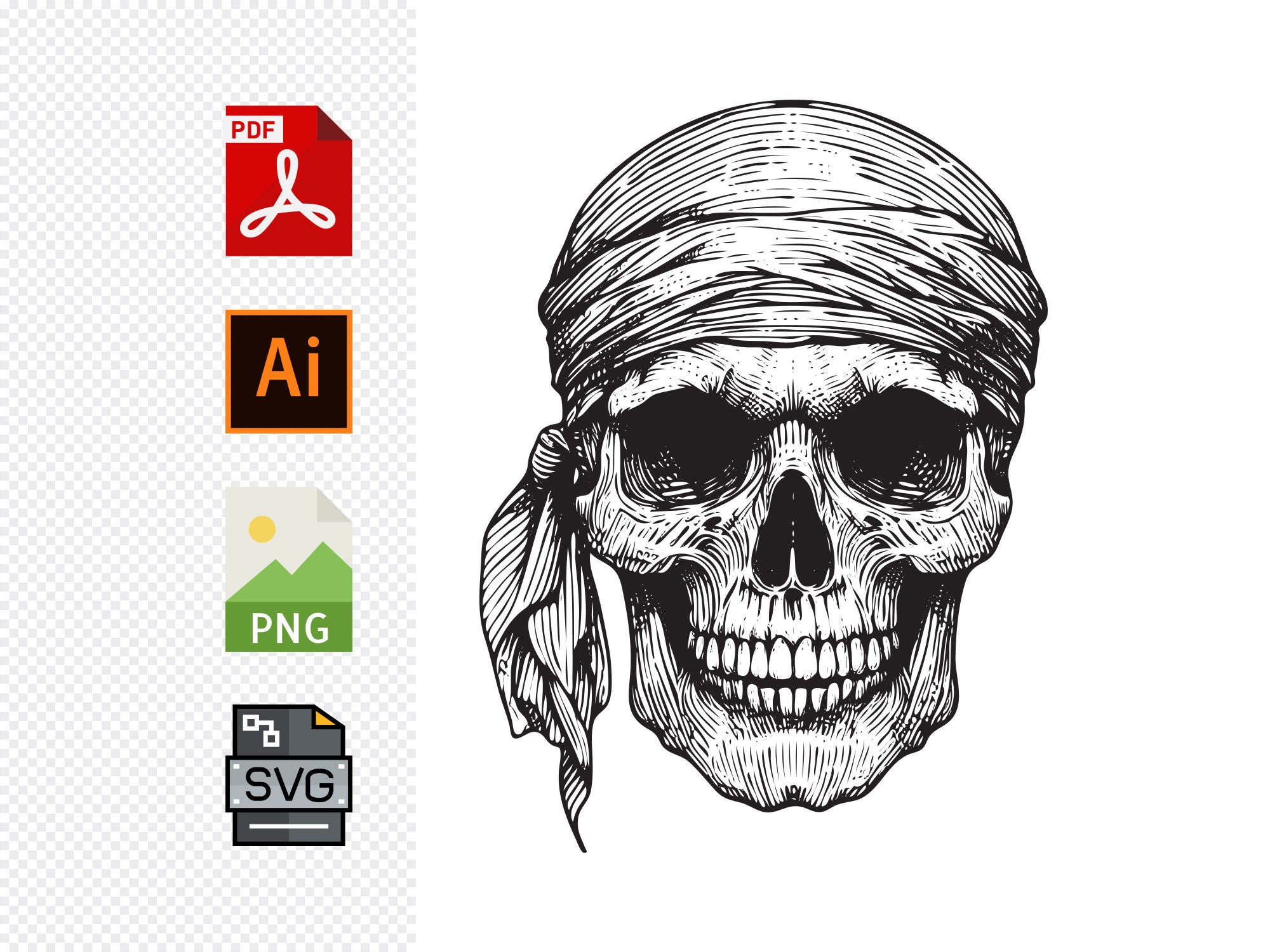 Skull SVG Clipart, Skull Vector Clipart, Line Art Clipart, Skull ...