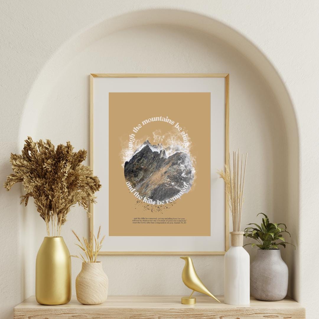 Bible Verse Wall Art, Isaiah 54 10, Though the Mountains Be Shaken ...
