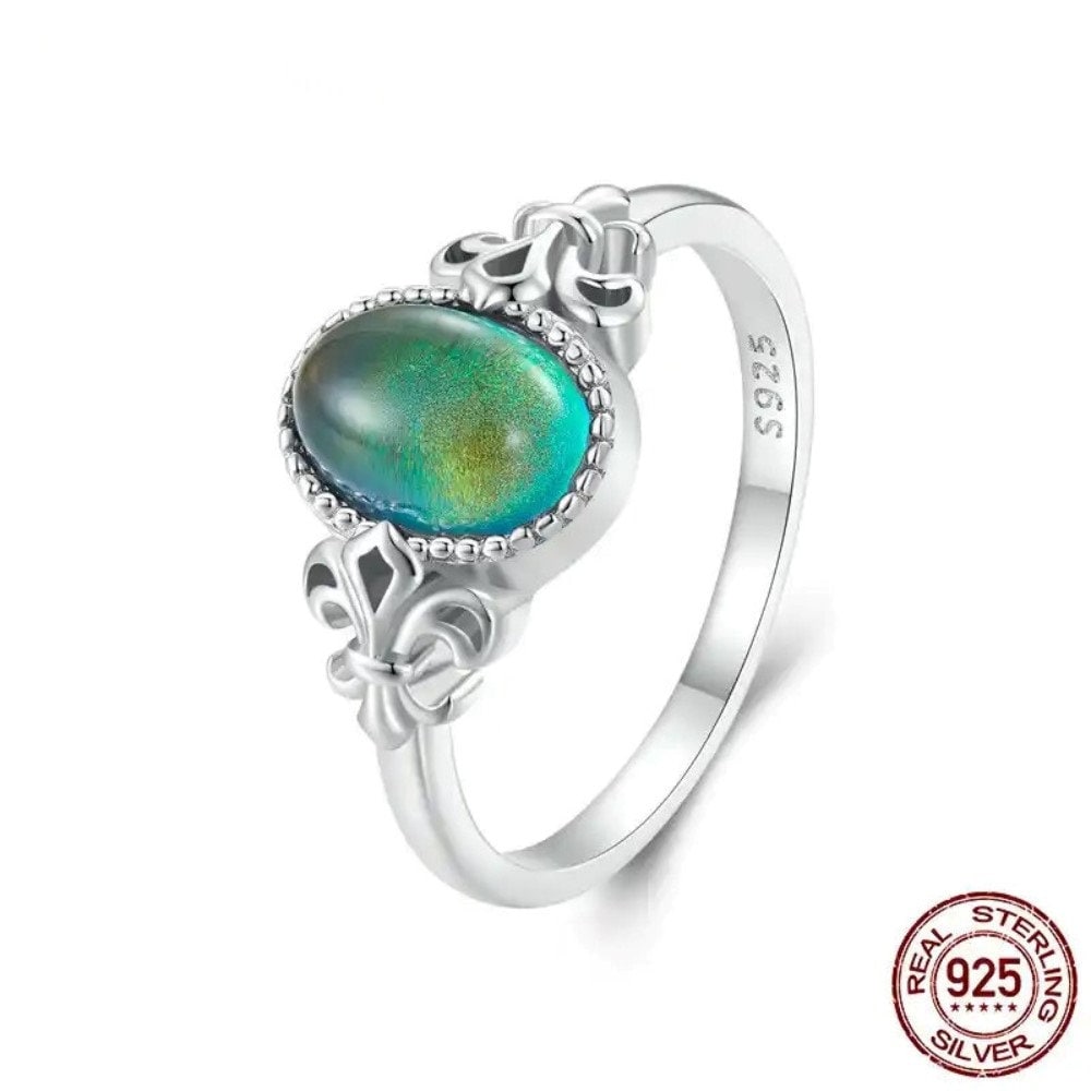 Emotion Ring ,sterling Silver: Color Change Oval Stone Mood Ring Fine ...
