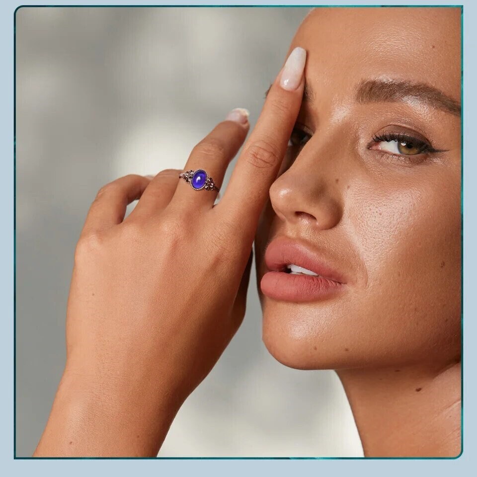 Emotion Ring ,sterling Silver: Color Change Oval Stone Mood Ring Fine ...