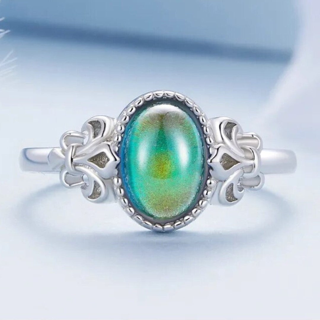 Emotion Ring ,sterling Silver: Color Change Oval Stone Mood Ring Fine ...