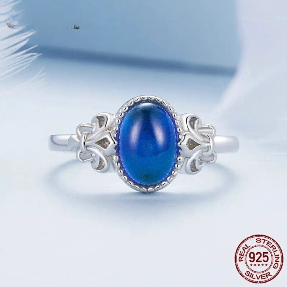 Emotion Ring ,sterling Silver: Color Change Oval Stone Mood Ring Fine ...