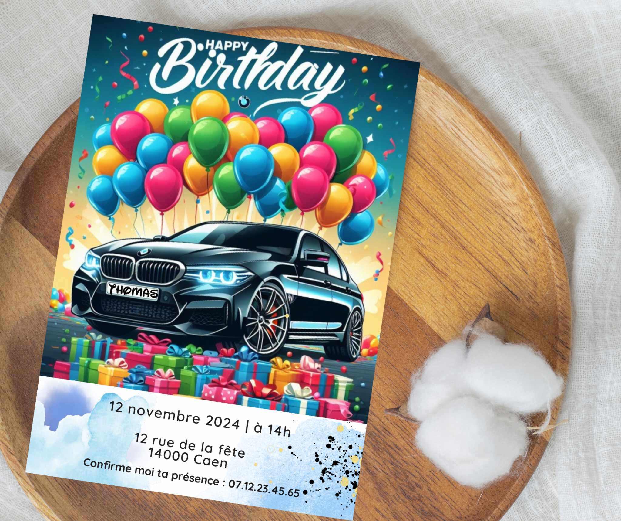 BMW Birthday Card, Customizable BMW Car Birthday Invitation ...