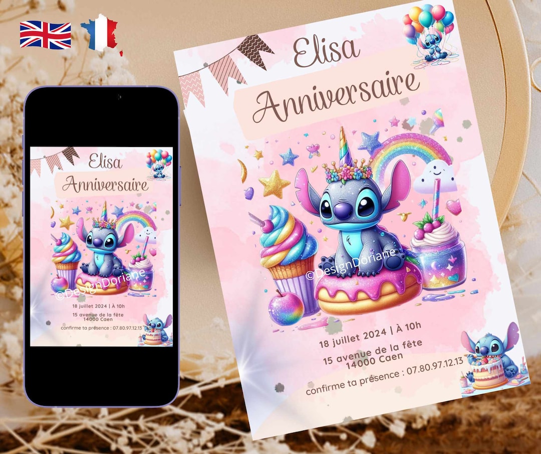 Birthday Invitation Stitch, Customizable Editable Invitation Card ...