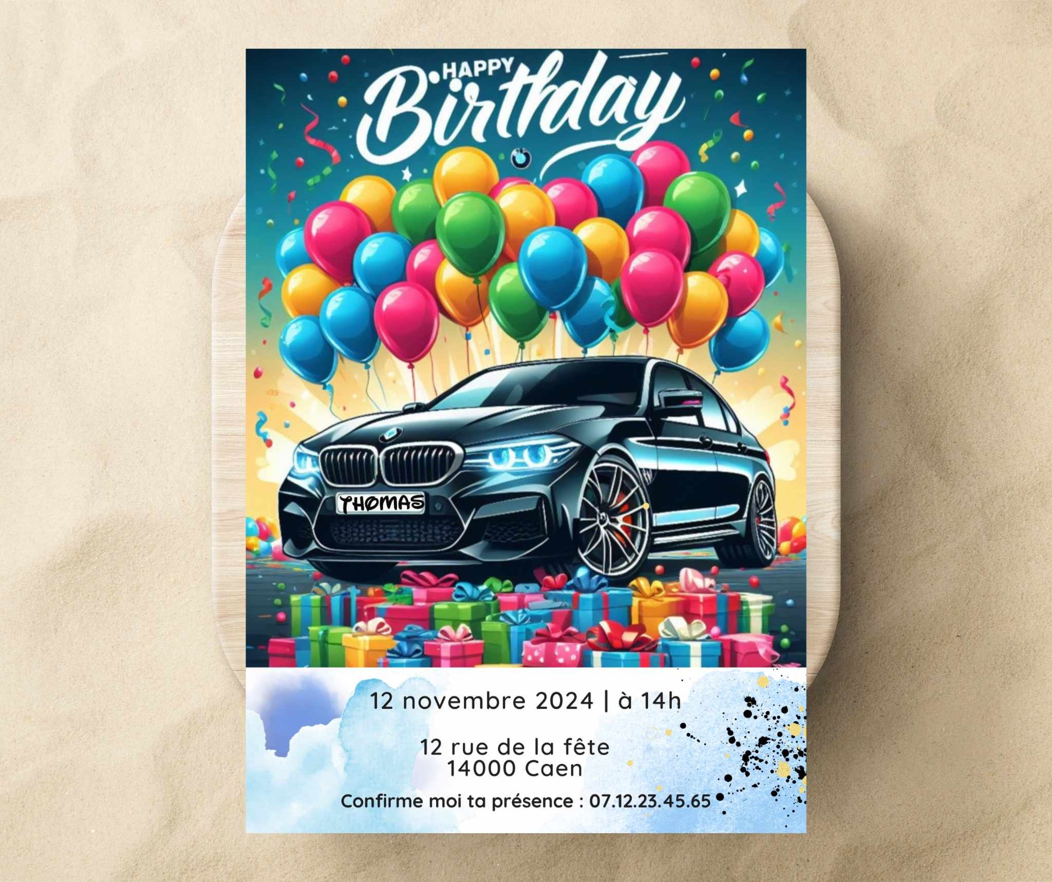 BMW Birthday Card, Customizable BMW Car Birthday Invitation, Digital ...